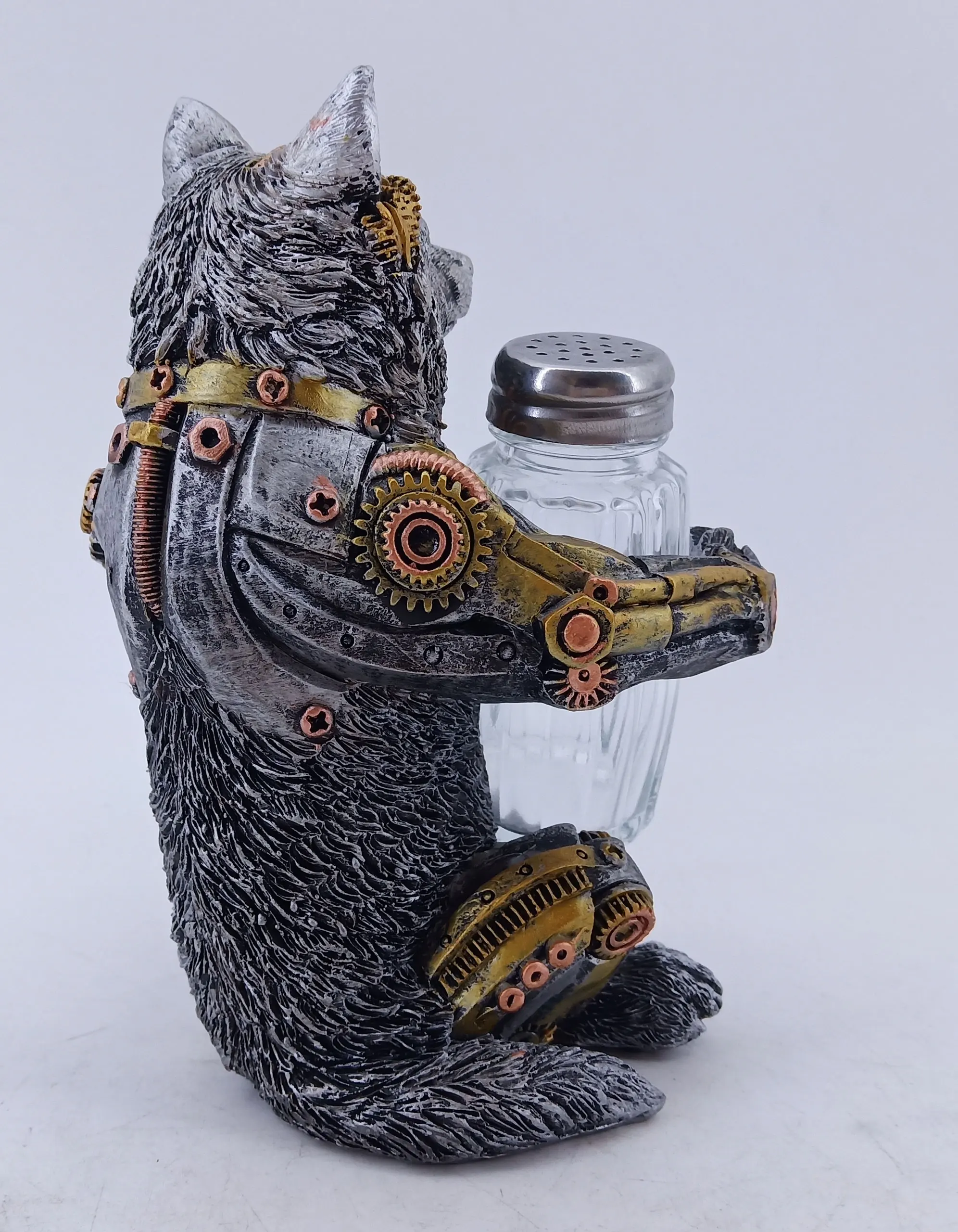 Realistic Polyresin Wolf Salt Holder Sculpture Steampunk Animal For ...