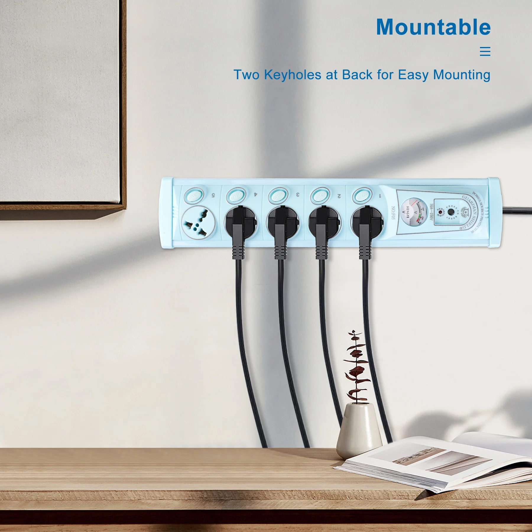 Universal Extension Socket 5 Ports Power Strip With Independent Switch ...