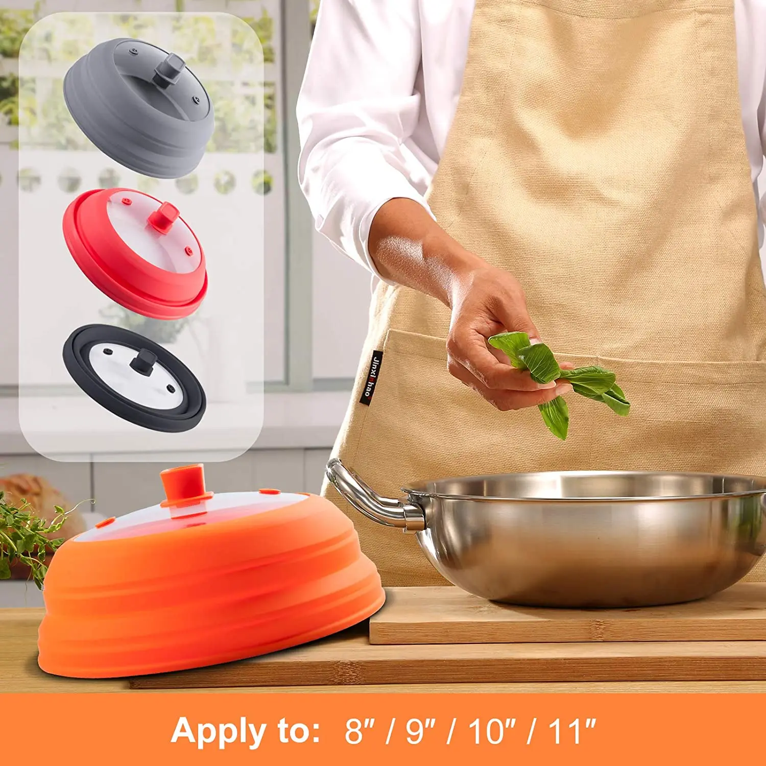 Multi Purpose Universal Food Plate Cover Tempered Glass Silicone Frying ...