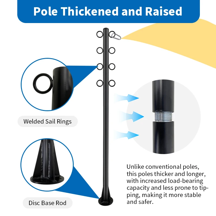 JH-Mech Pole Shade Galvanized Metal Steel Adjustable Stainless Post For ...