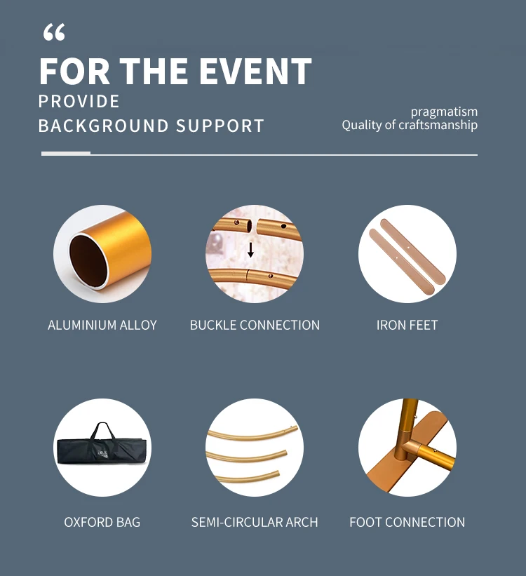 Gold Metal Wedding Arch Backdrop Stand Aluminum Backdrop Frame for ...