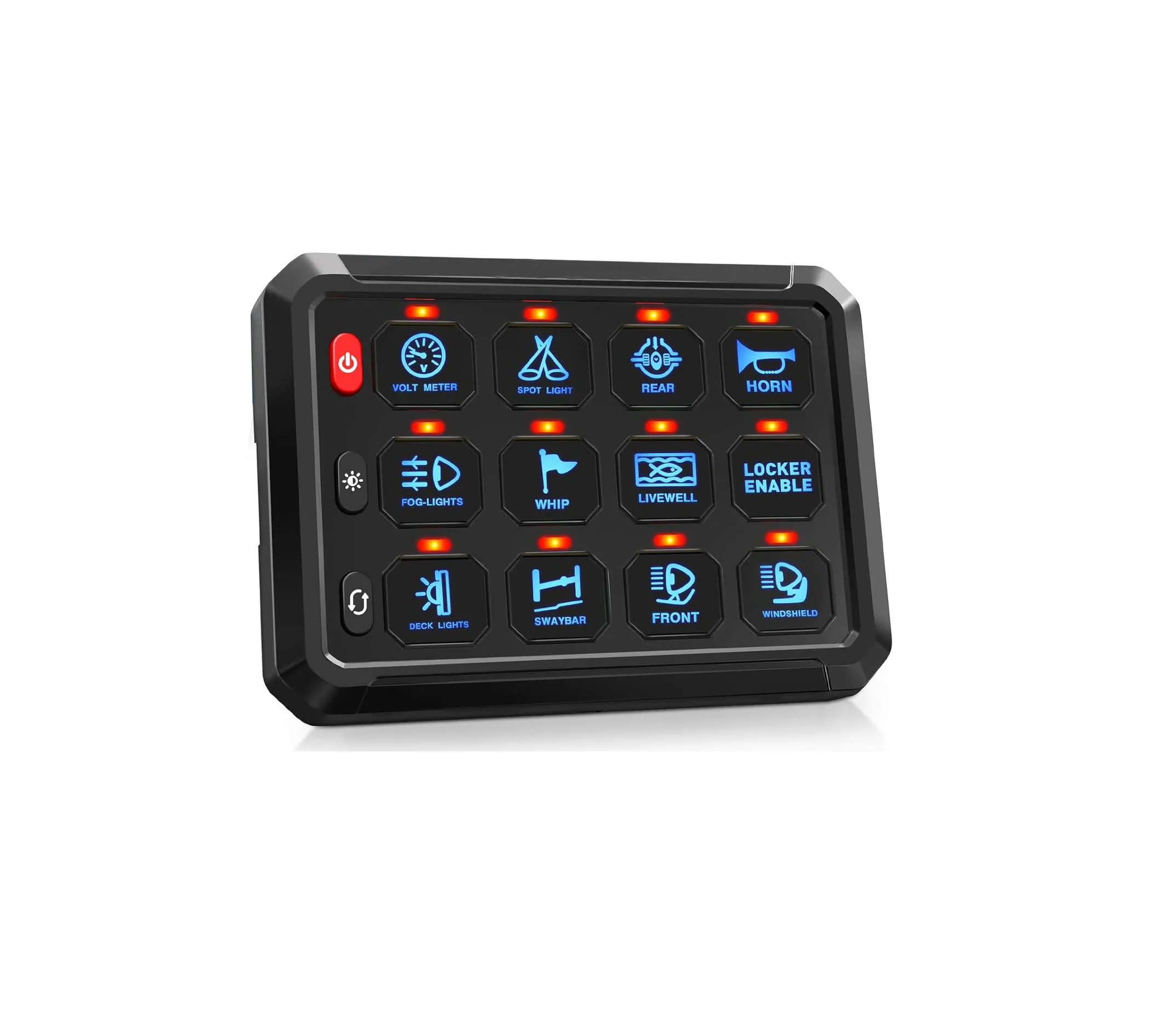 12 Gang Switch Panel P1S-B12 Blue 80Amp Toggle/Touch ON-Off Momentary ...