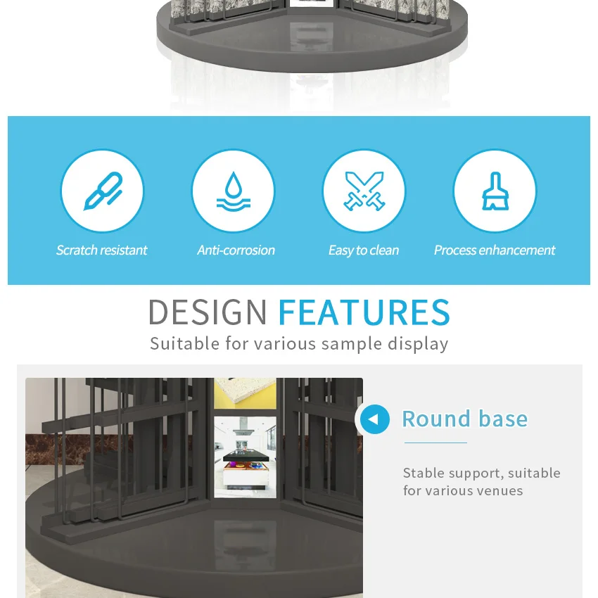 Modern Style Rotating Showroom Wood Floor Standing Quartz Display Rack ...