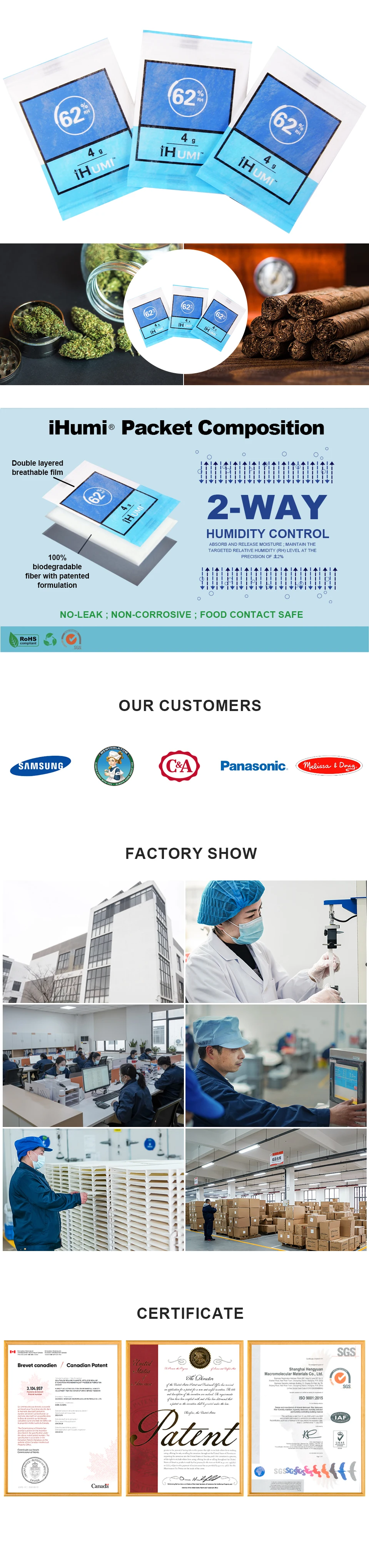 Rh58% 4g Two Way Fiber Humidity Control Pack Package Packet Stabilizer ...