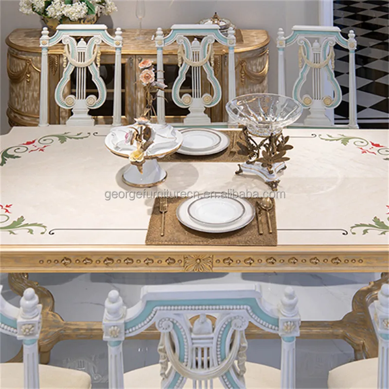 French Style Luxury Solid Wood Antique Carved Long Dining Table Royal ...
