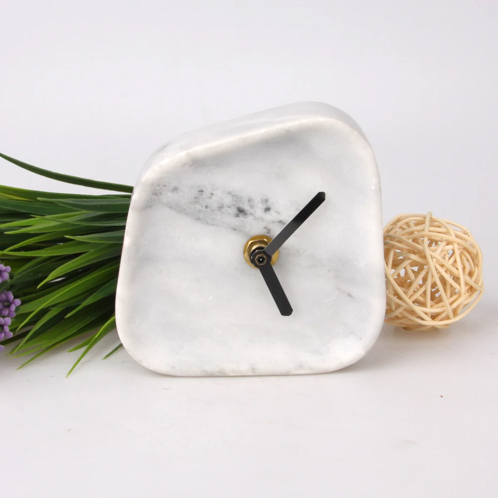 Wholesale Marble Travertine Table Clock Natural Small Table Desktop ...