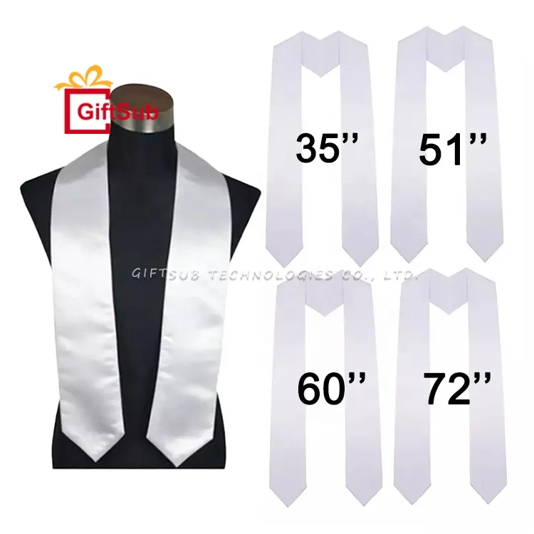 Rts University Grad Gift 72 Inch White Satin Polyester Sublimation ...