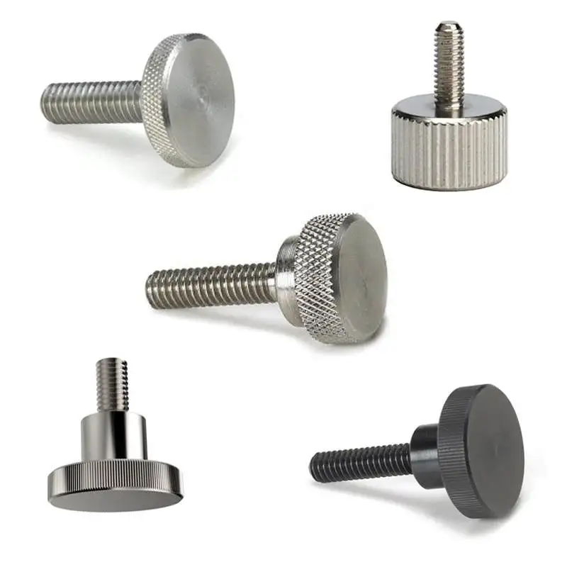 Custom Aluminum Long Captive Thumb Screw Knob Stainless Steel Round Knurled Head Thumb Bolt ...