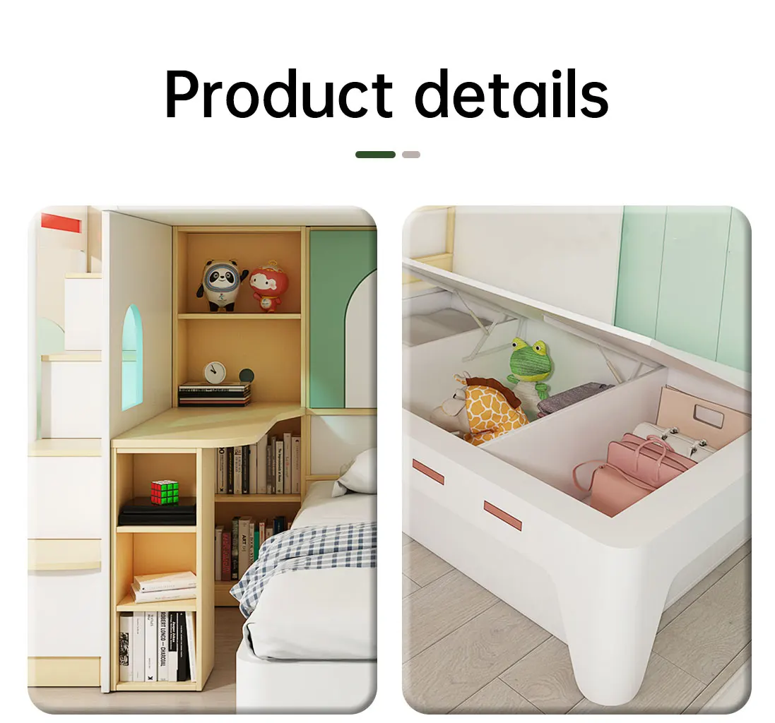 Jiali Kids Bedroom Set 2 Beds Multi Space Bunk Beds Study Computer Desk ...