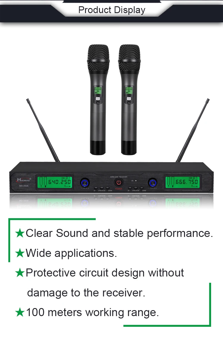 Professional Uhf Professional Wireless Microphone System With Ce ...