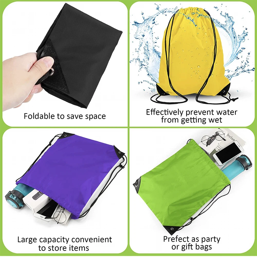 Multi Color Advertising 210d Portable Reusable Outdoor Recycle Plain Sport Polyester Drawstring ...
