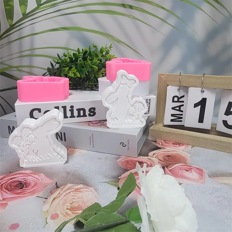 Rabbit Kisses Butterfly Plaster Silicone Mold Spring Flower Rabbit ...