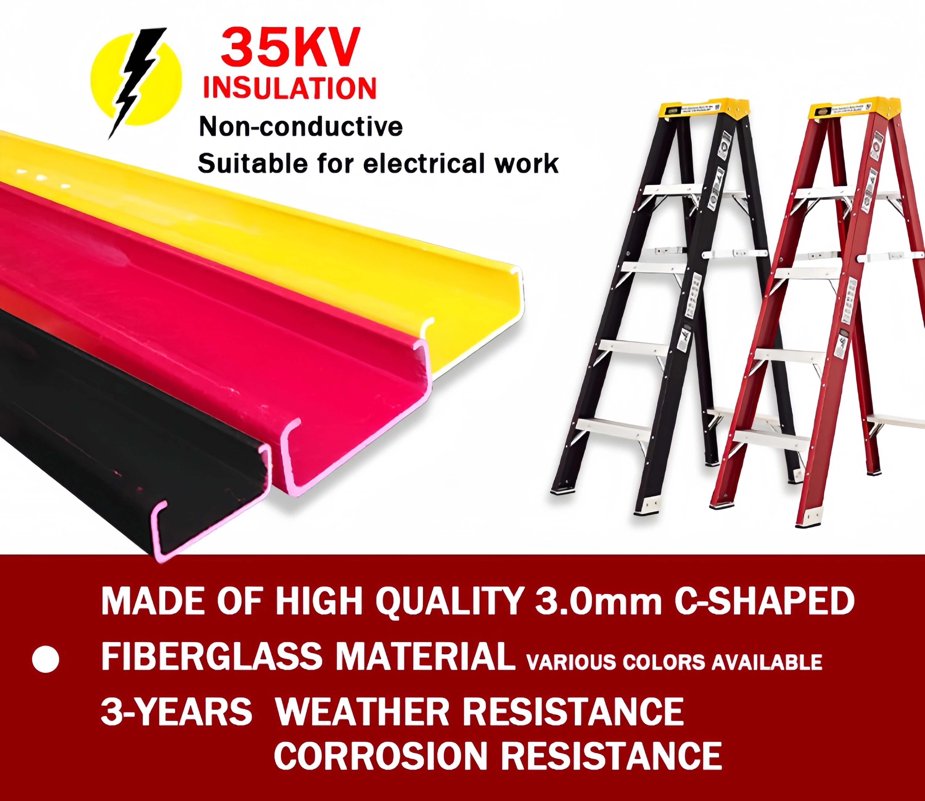 Safety Fiberglass Step Ladder Extension Fiberglass Electrical ...