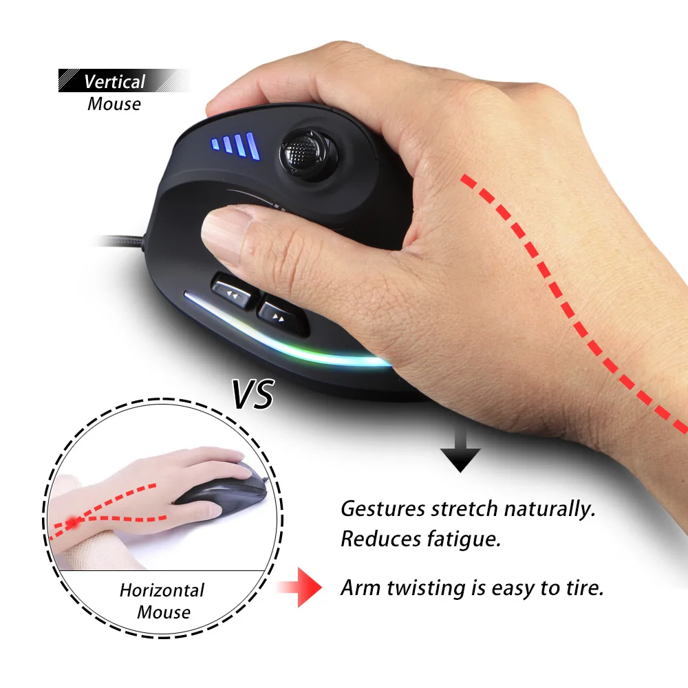 C-18 Wired RGB Vertical Gaming Mouse - Ergonomic Design, Programmable ...