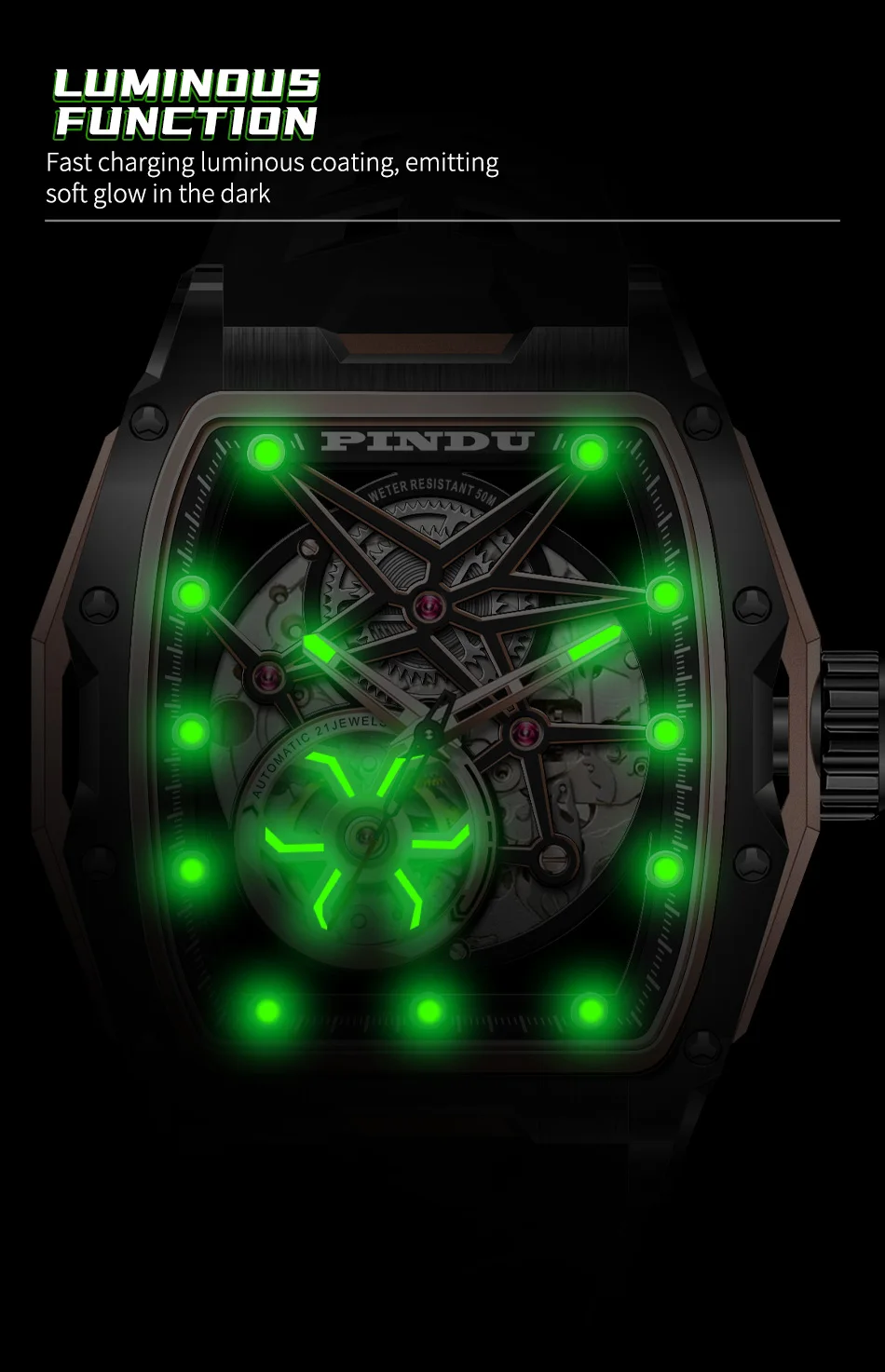 Haemmer 5032 Waterproof Skeleton Luxury Mechanical Watch