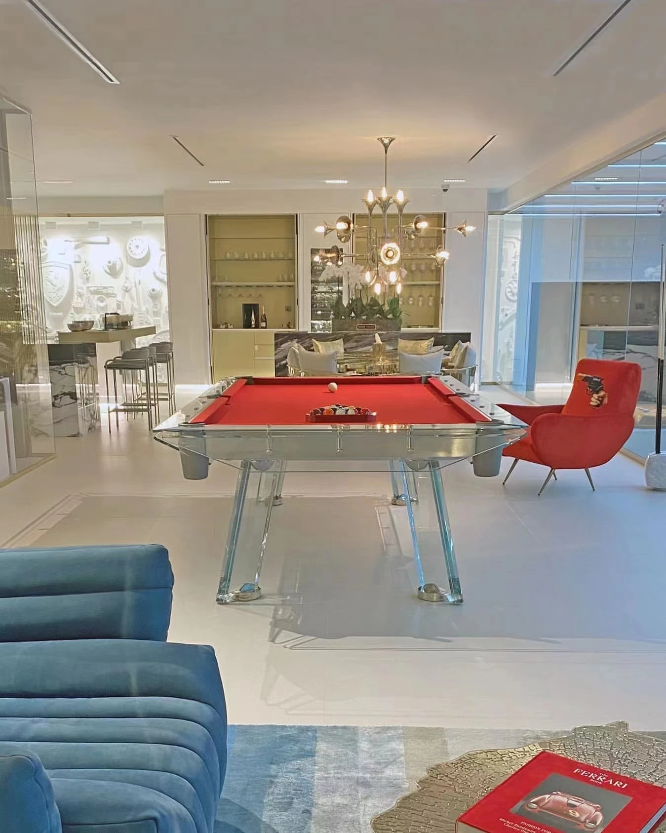 Luxury Home Pool Table Tempered Glass Chinese Table Crystal Transparent ...