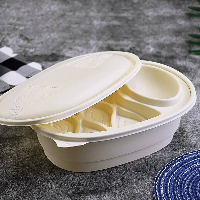 Disposable corn starch degradable take away package dumpling box corn ...