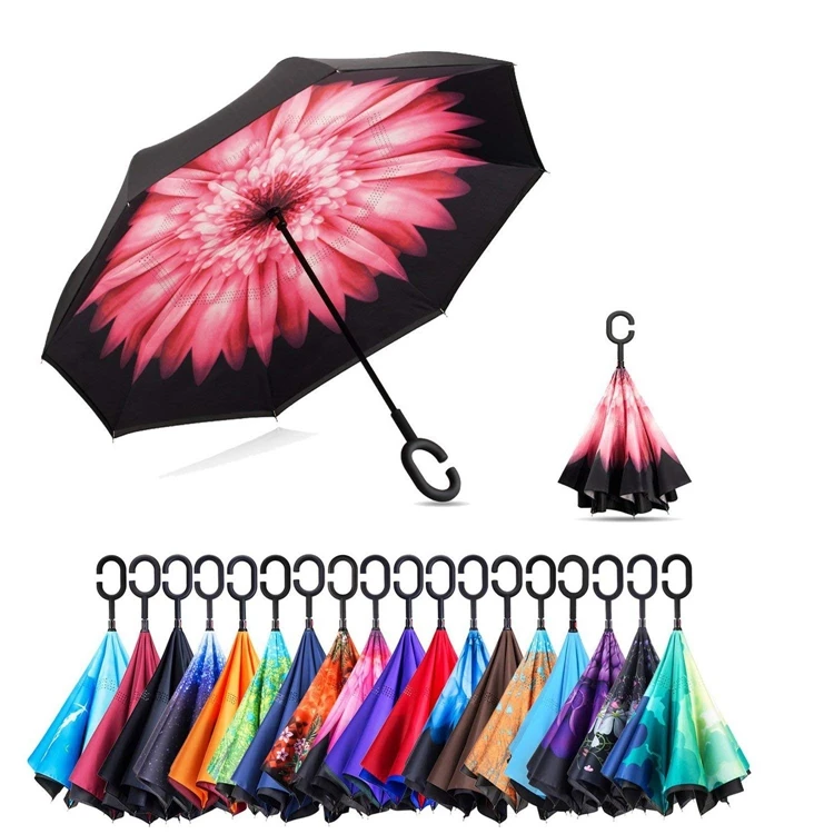 Inside Inverted Reverse Umbrella Parasol Print Customized Double Upside ...