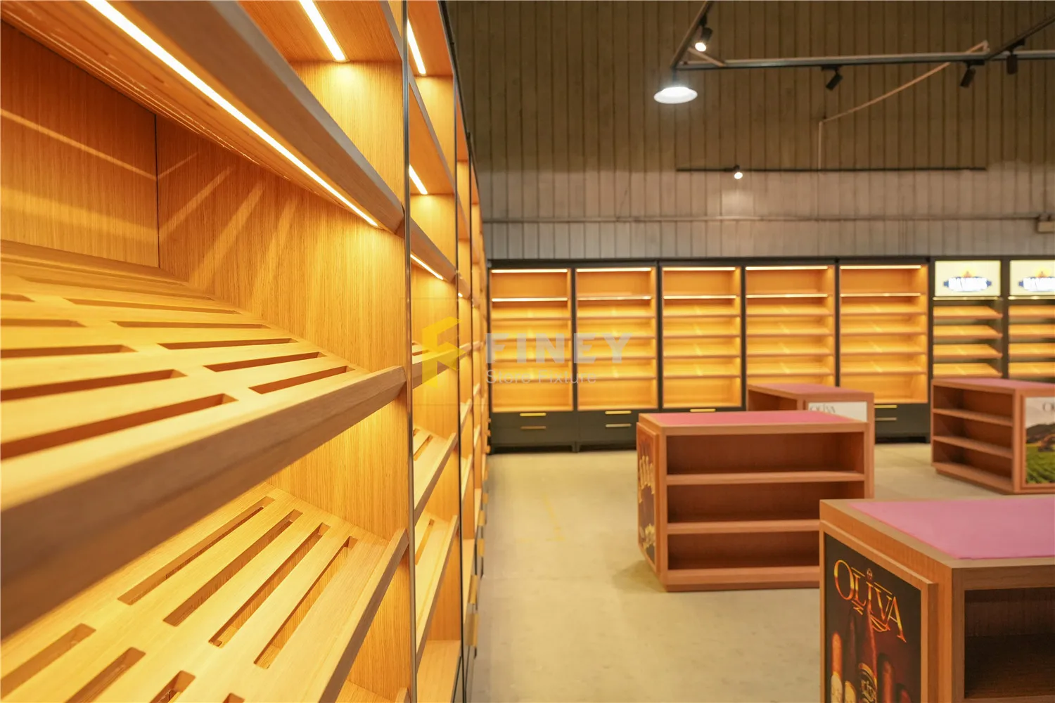 Custom Cigar Store Interior Design - Wood & Glass Displays