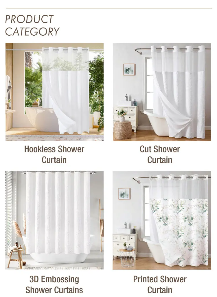 Luxury White Extra Long 3D Embossed Textured Fabric Shower Curtain 72 X ...