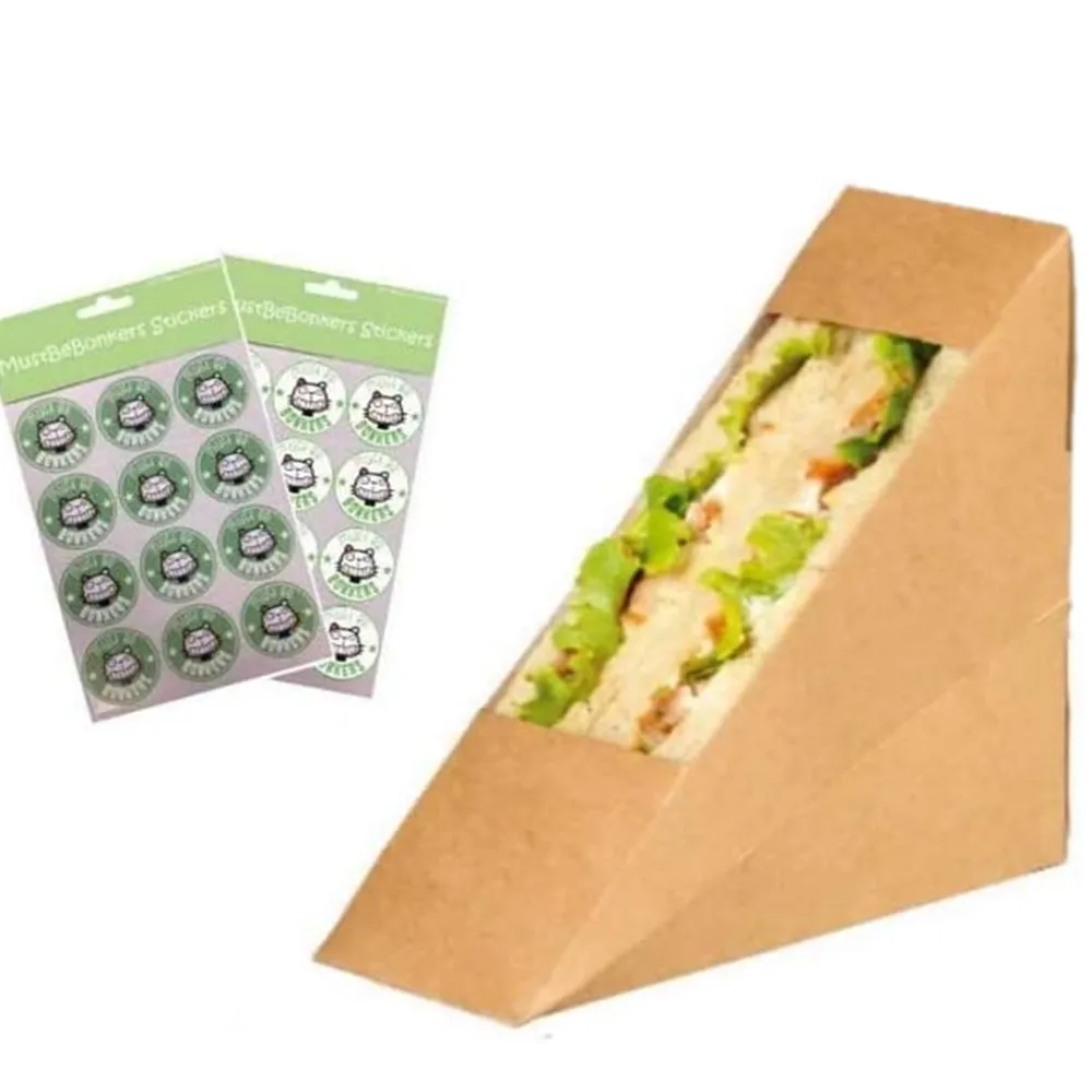 Kraft Recyclable Cardboard Sandwich Wedge Takeaway Paper Box Sandwich ...