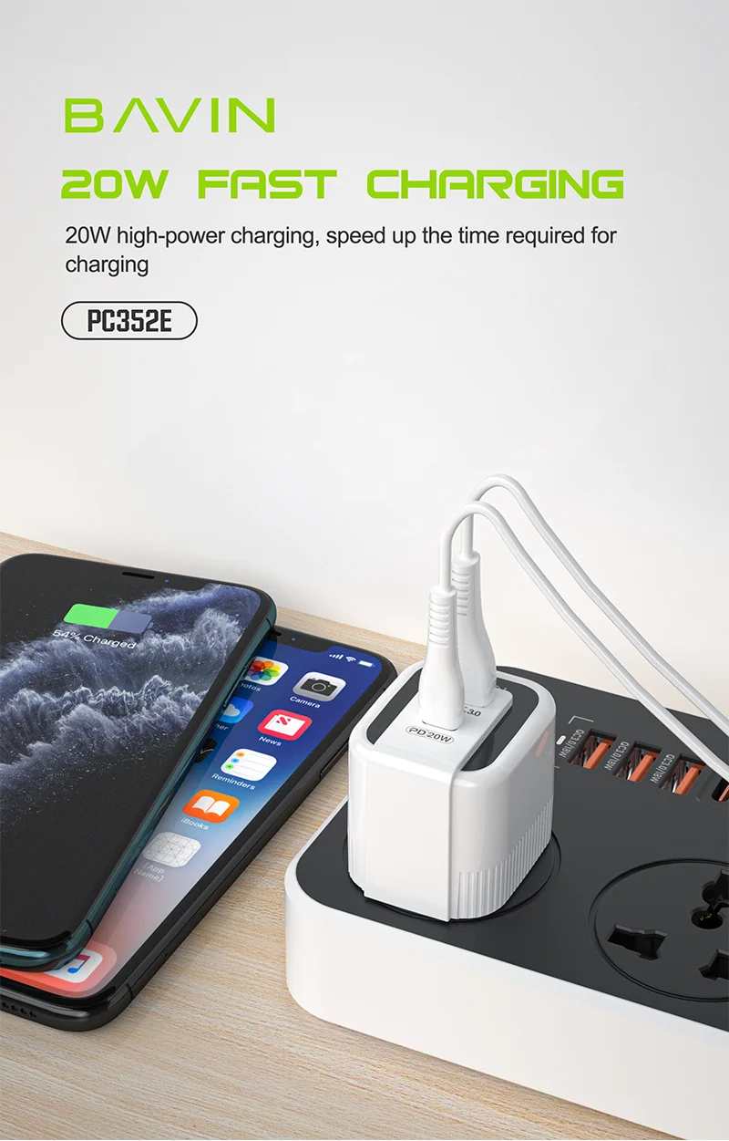 Bavin Pc352e Qc3.0 Universal Usb Type C Wall Charger Portable 20w Pd ...
