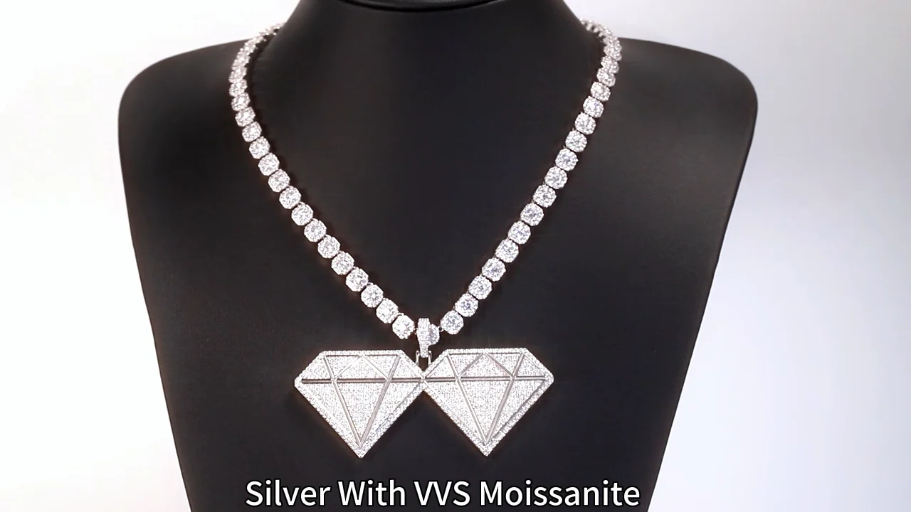 Hip Hop Jewelry Luxury Diamond Shape Pendant Iced Out 925 Sterling ...