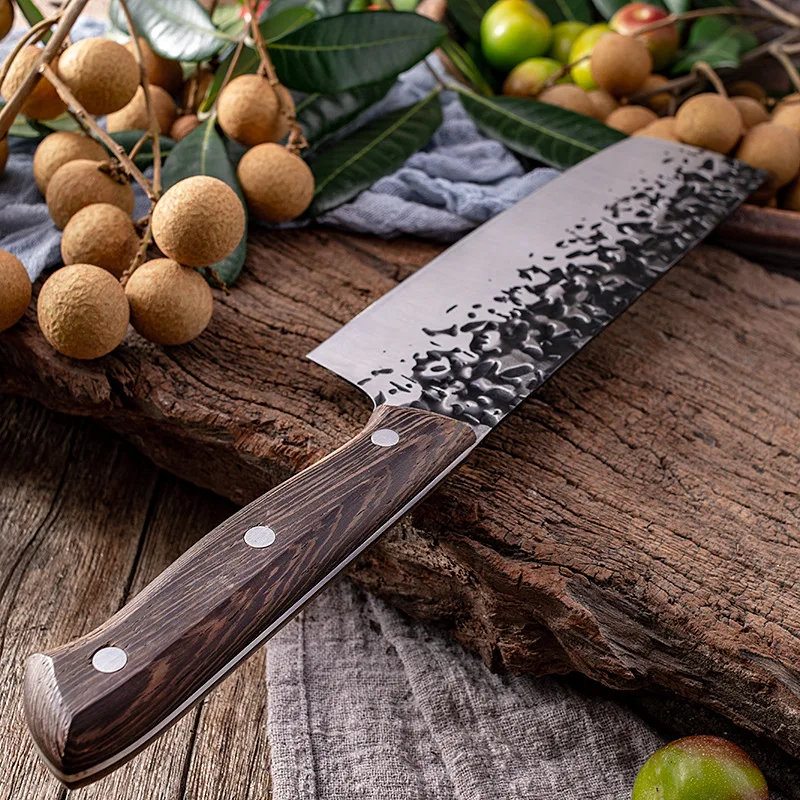 Super Sharp Hand Forged Nakiri Knife Hammer Pattern Home Kitchen Use ...