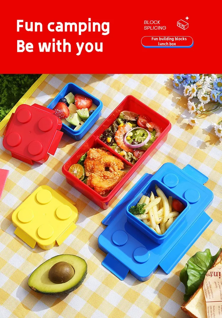 Fun And Creative Building Block Lunch Box Sealed Leak-proof Can Be ...