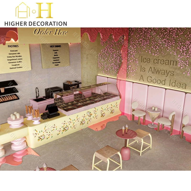 Fancy Shopping Mall Ice Cream Kiosk Design Glass Ice Cream Display ...