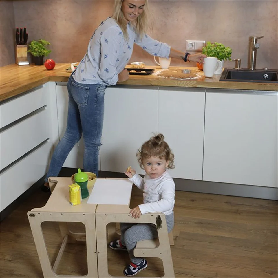Custom Kid Foldable Kitchen Helper Step Stool Wooden Montessori ...