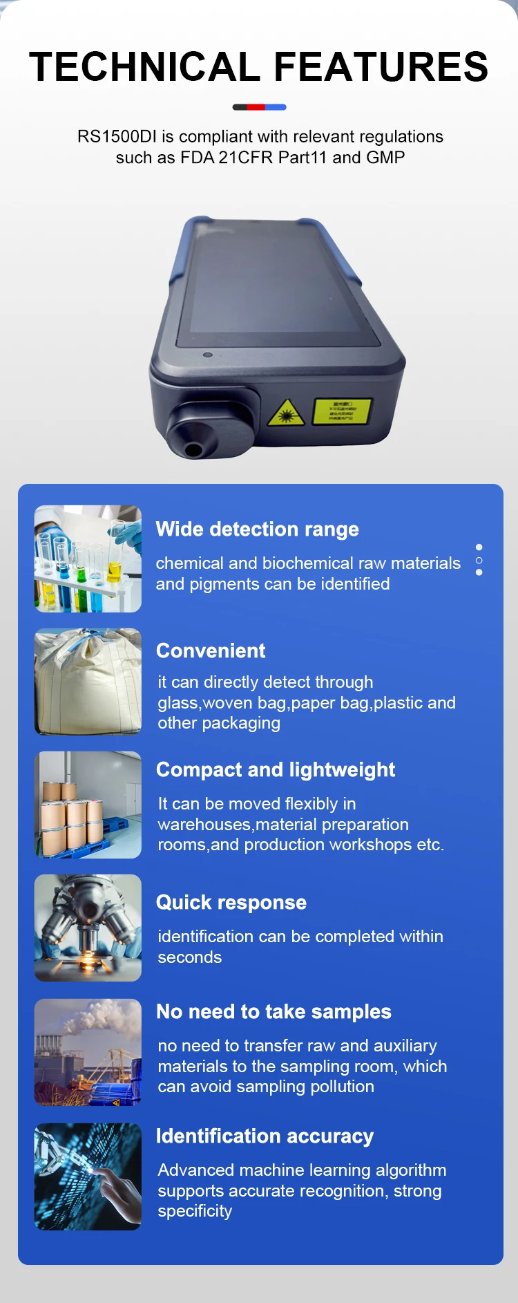 1064nm Raman Handheld Spectrometer for Pharmaceutical Industrial ...