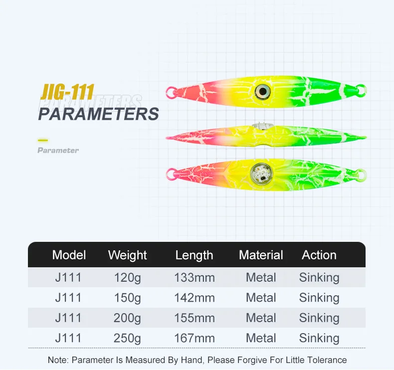 J111 120g 150g 200g 250g New Jig Metal Fish Lure Luminous Deep Sea ...