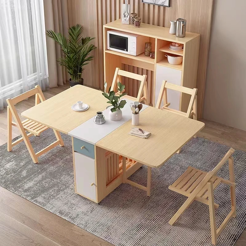 Wood Table for Family MDF Board Covered Thickened Table with Hidden ...