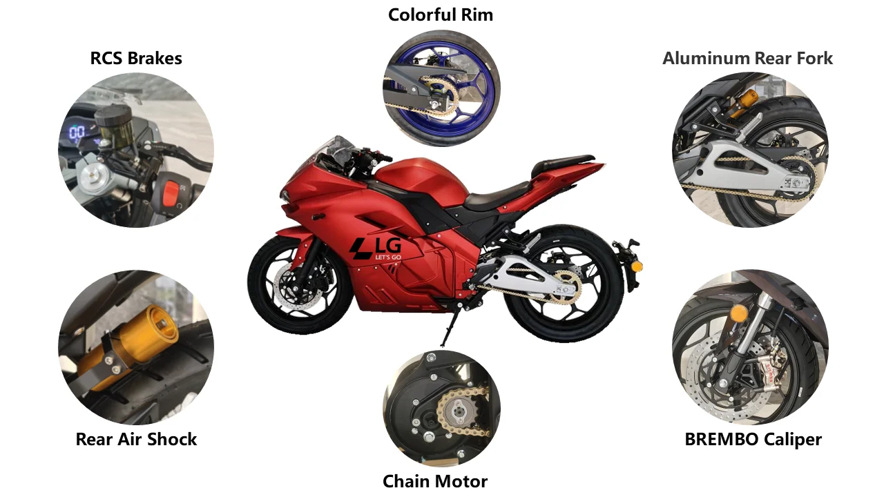 Classic Cafe Racer Fairing Spoke Wheels for 8000W Motorcycles