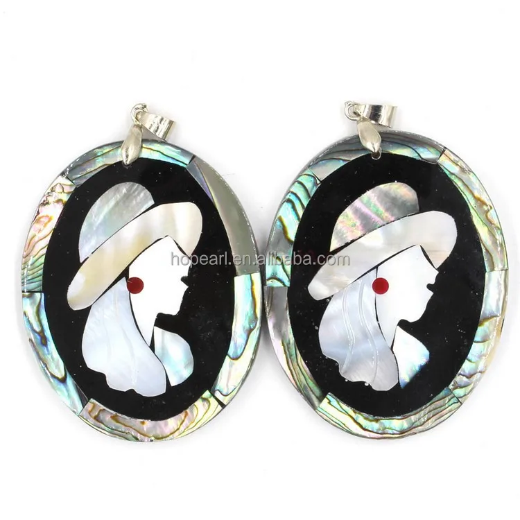 Mop300 Pretty Girl Pattern Natural Abalone Shell Pendants For Diy ...