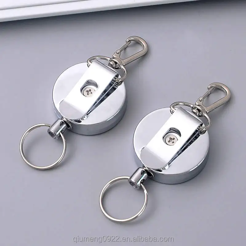 Retractable Key Ring ID Badge Metal Lanyard Name Tag Holder