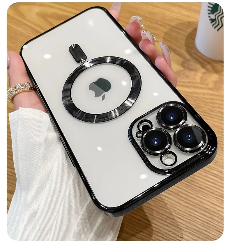 Magnetic Fashion Plating Lens Protector Phone Case For Iphone 11 12 13 ...