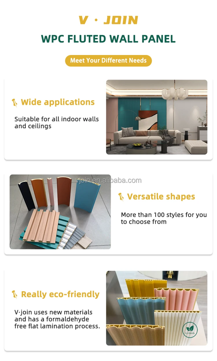 Waterproof Fluted Design 3D Wall Panel Factory-Accelerated WPC Building ...