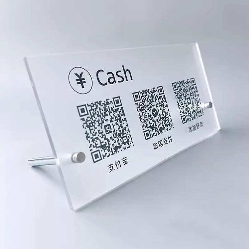 Acrylic Business QR Code Table Sign Custom Table Top Payment QR Code ...