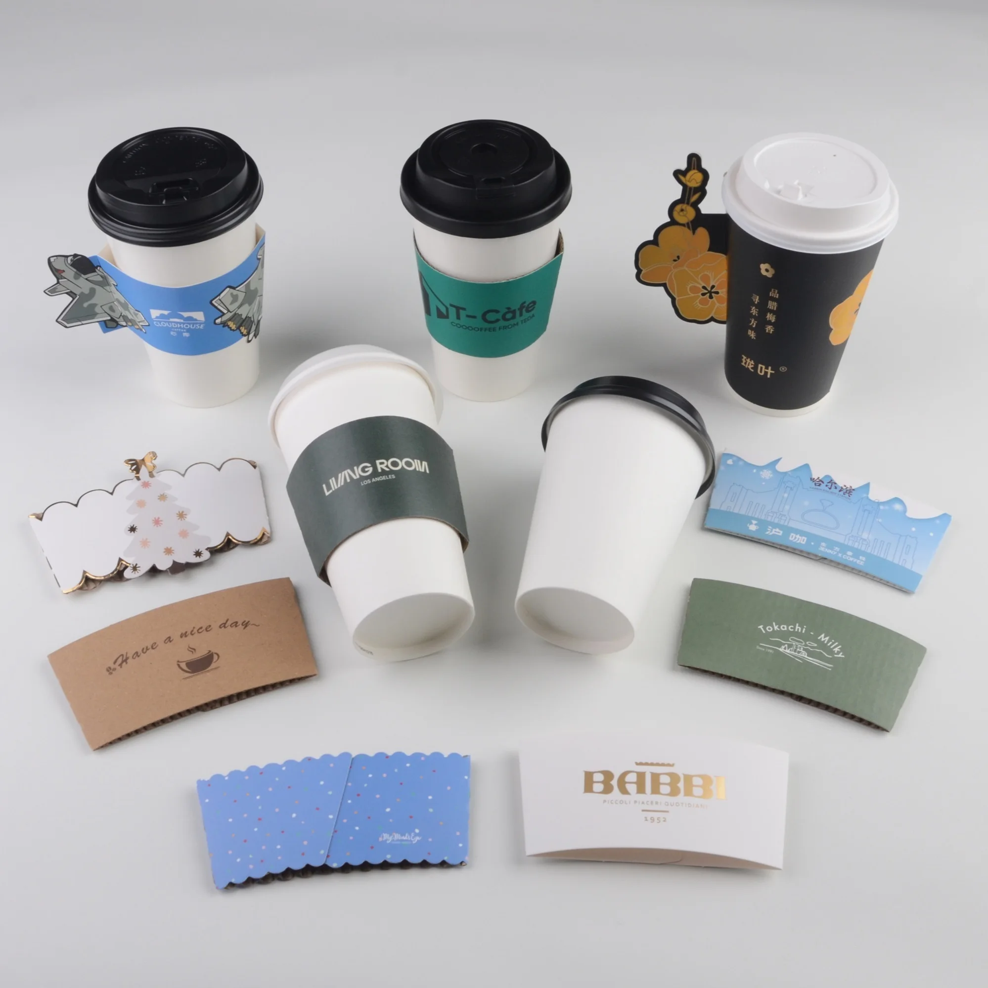 Customizable Disposable Double Wall Corrugated Paper Cup Sleeves Hot ...