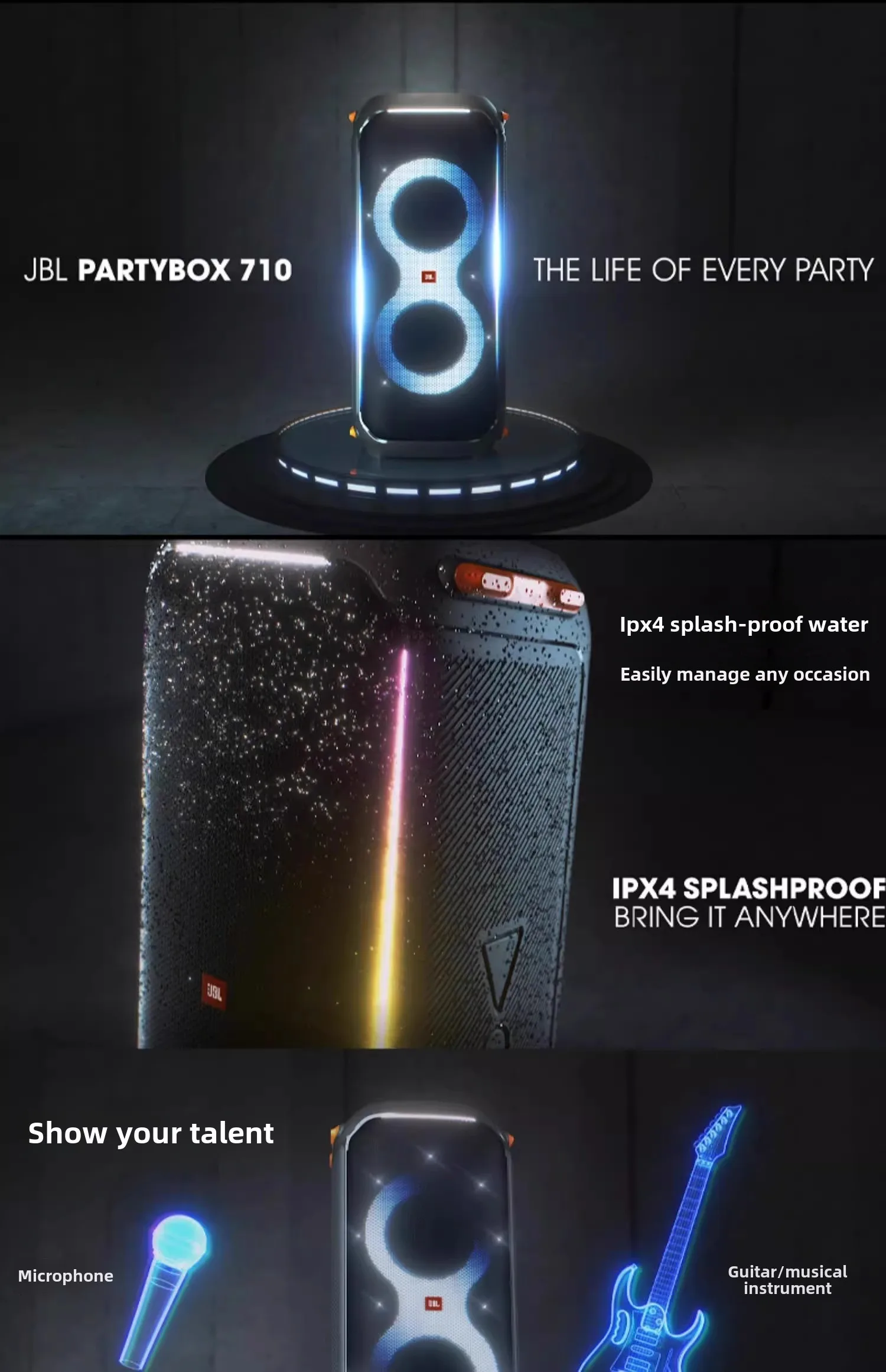 Portable Outdoor Party Karaoke RGB LED Speaker Box 710 Audio Player ...
