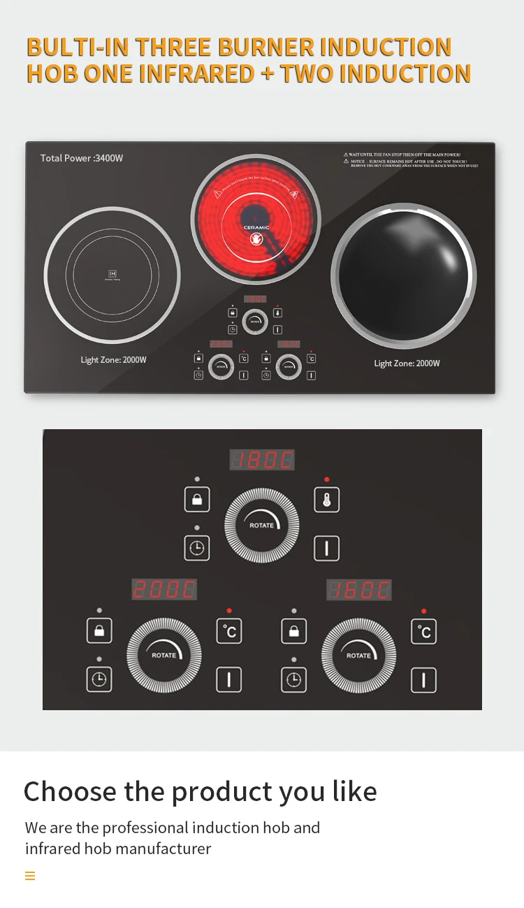3 Ring Burners Induction Cooker - Strong Power & Efficiency
