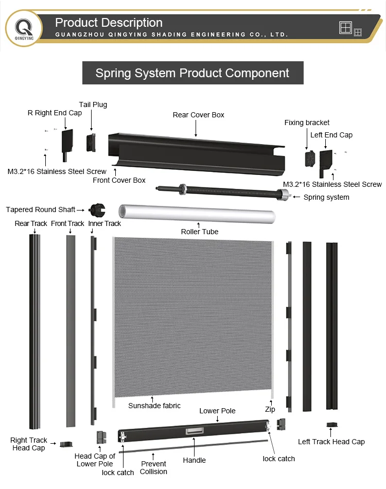 Qingying Outdoor Shade Mechanism Spring Loaded Roller Blinds - Buy ...