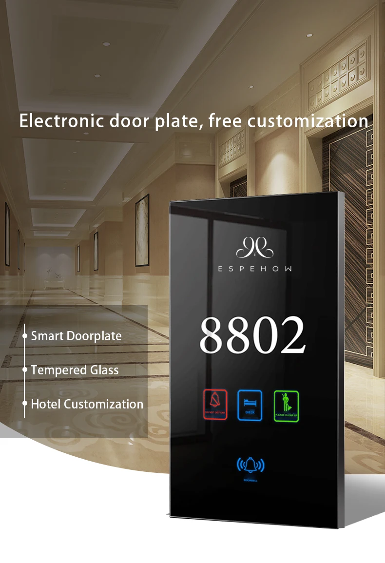 Smart LED Touchable Screen Door Number - Hotel Electronic Doorplate