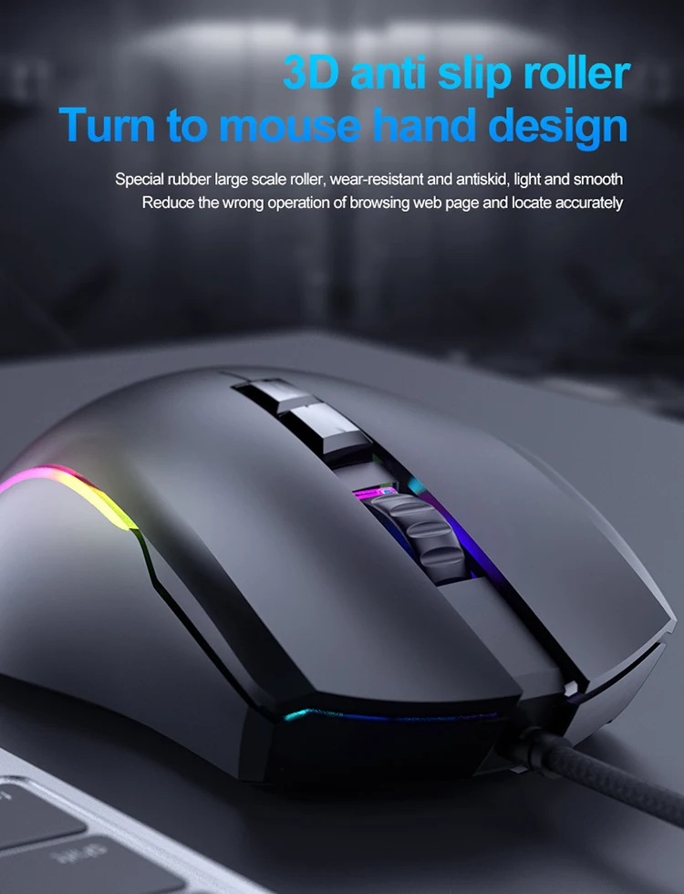 7200 Adjustable Dpi Ergonomic Chromatic Wired Gaming Mouse Computer ...