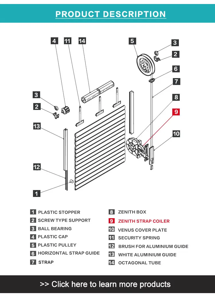 EBAAL Built-in Roller Shutter Strap Coiler - Durable & Modern
