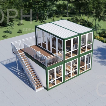 Two Story Container Office Building Prefabricated Hotel Building Prefab ...