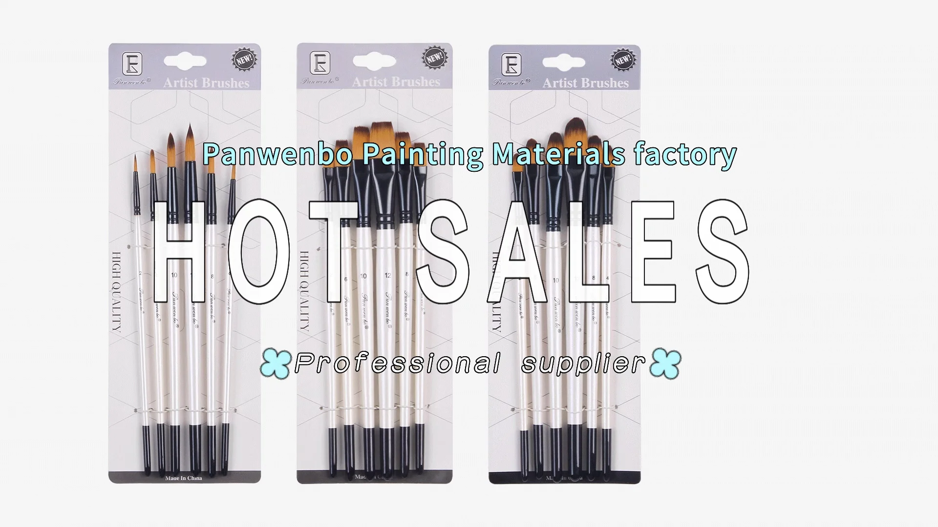 High Quality Professional Art Paint Brush Set 6pcs White Handle Acrylic ...