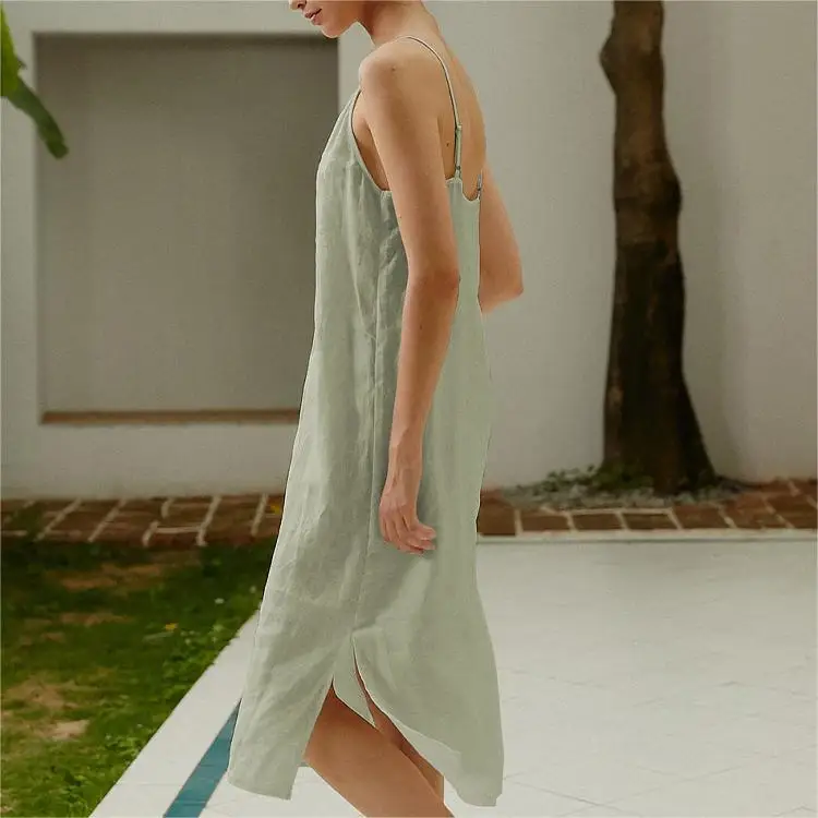 Midi Pencil Sleeveless Backless Loose Halter Casual Cheap Backless V ...